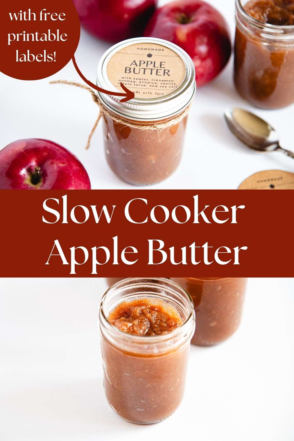 Easy Slow Cooker Apple Butter Recipe | with Free Printable Labels - An ...