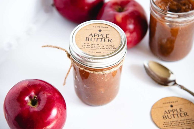 Easy Slow Cooker Apple Butter Recipe | with Free Printable Labels - An ...