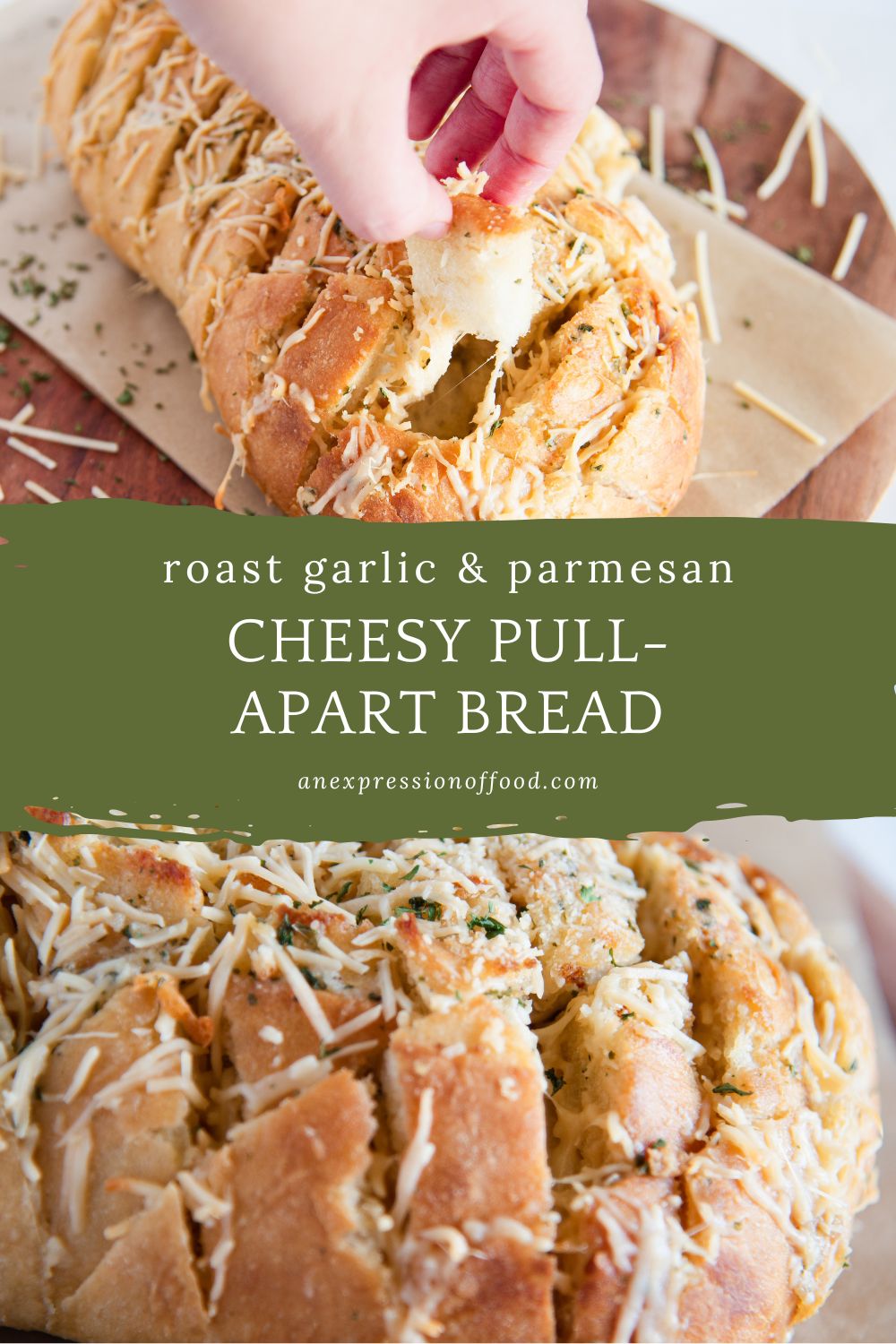 Roasted Garlic & Parmesan Cheesy Pull-apart Bread - An Expression Of Food
